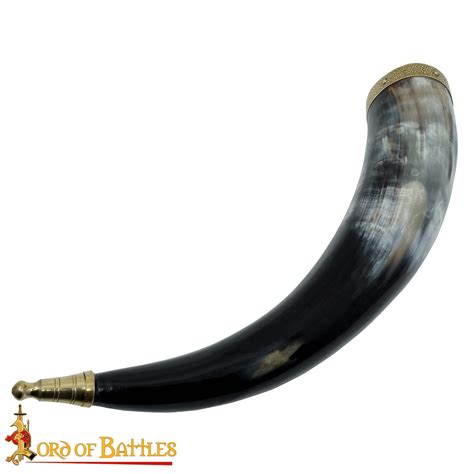 Medieval Viking Drinking Ox Horn With Pure Brass Fittings Genuine Ox Horn