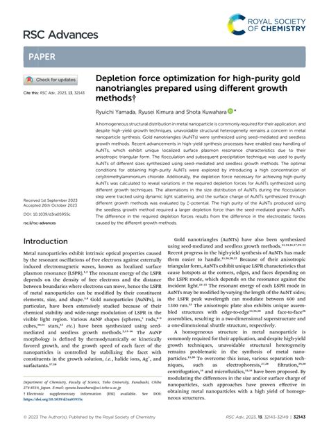 Pdf Depletion Force Optimization For High Purity Gold Nanotriangles