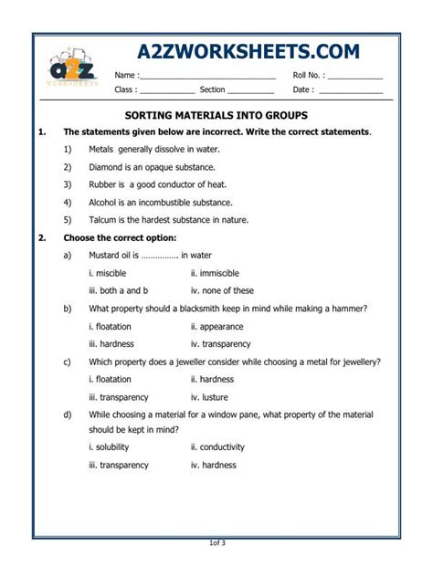 A2zworksheetsworksheet Of Sorting Materials Into Groups Metals And Non