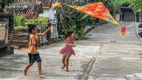 Joyful Siblings A Day Of Kiteflying In Purwokerto Central Java Premium Ai Generated Image
