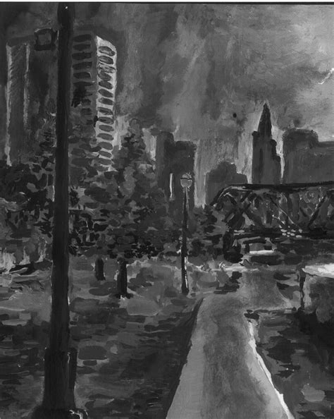 Grayscale Cityscape This Is A Pen And Ink Piece With Water… Flickr