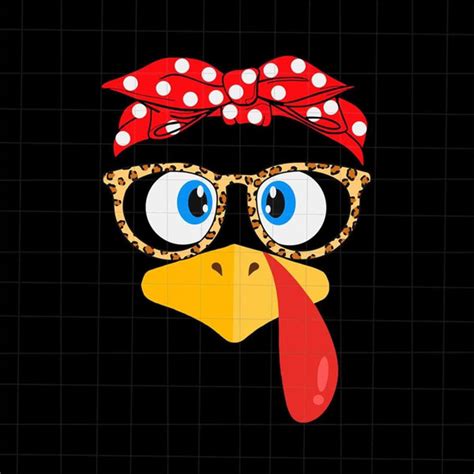 Turkey Face Leopard Print Glasses Svg Turkey Face Thanksgiv Inspire Uplift