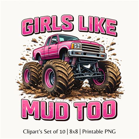 10 Png Pink Monster Truck Clipart Girls Like Mud Too Printable
