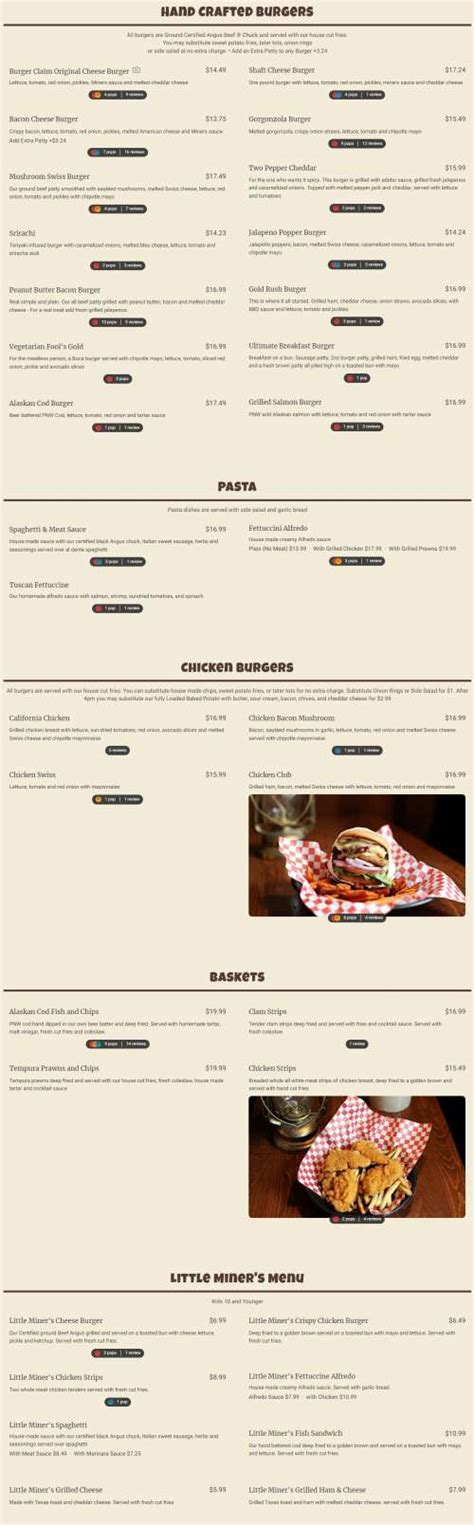 Burger Claim And More Menu In Belfair Washington Usa