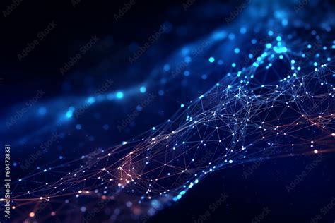 Abstract Blue Digital Technology Background Of Dots And Lines Concept For Neural Network