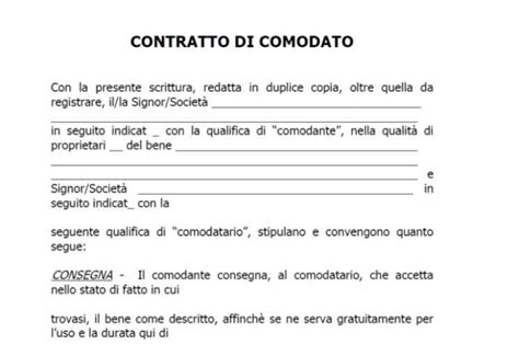 Guida Al Comodato Duso Gratuito Modulo Contratto In Pdf E Modello