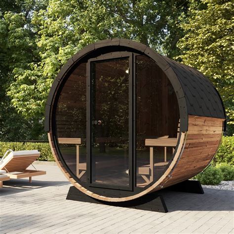 Saunalife Ee8g 6 Person Barrel Sauna W Rear Benches And Front Windows