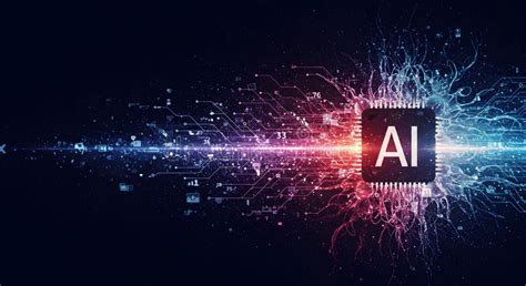 Abstract Representation Of An Ai Processor With Bright Data Streams And