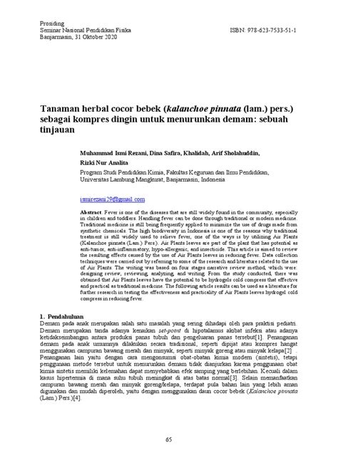 Tanaman Herbal Cocor Bebek Kalanchoe Pinnata Pdf