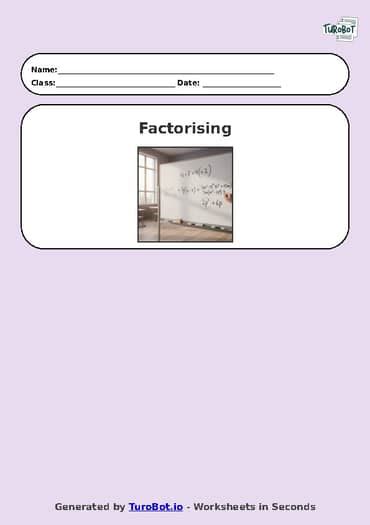 Year 8 Math Worksheet Factorising Basic Expressions By