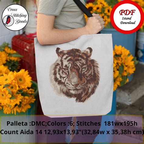 Tiger Cross Stitch Pattern Modern Cross Stitch Pattern Pdf Etsy