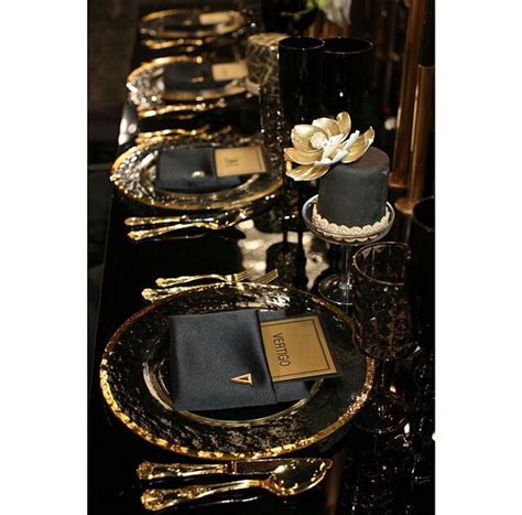Industrial Chic Black And Gold Table Setting