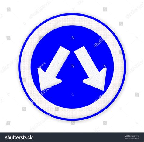 Blue Sign With Two Arrows Two Directions On A Blue Road Sign Part