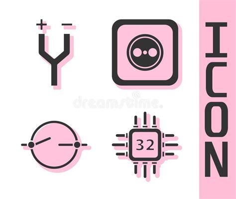 Set Processor With Microcircuits Cpu Electric Cable Electric Circuit