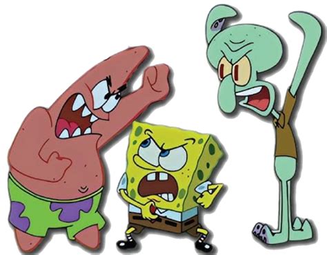 Patrick Spongebob And Squidward Angry Render By Mordecaiisback On