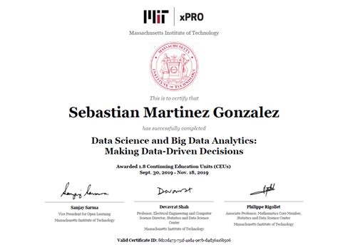 Mitxpro Data Science And Big Data Analytics Making Data Driven Decisions