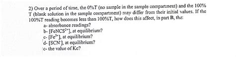 Solved B Absorbance For A Set Of Equilibrium Test Solutions