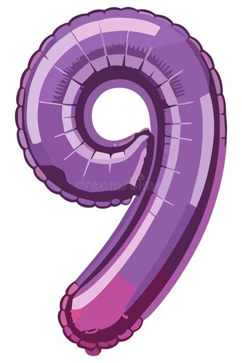 Purple Number 9 Balloon Illustration Nine Stock Vector Illustration