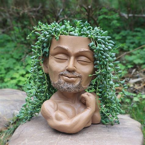Ctznxiy Face Planter Pot Head Planter Beefcake Guy Model