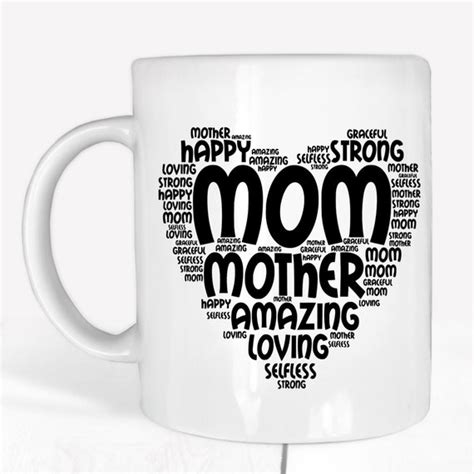 Mum Word Cloud Mug Mum Heart Mug Mom Birthday T Mum Etsy