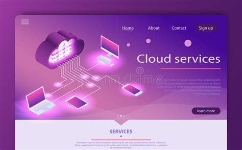 Cloud Computing Concept Cloud Storage Isometric Vector Illustration