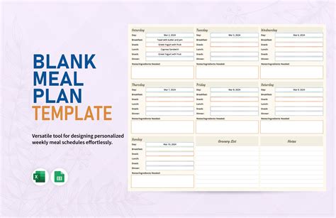 Free Editable Meal Plan Templates In Excel To Download