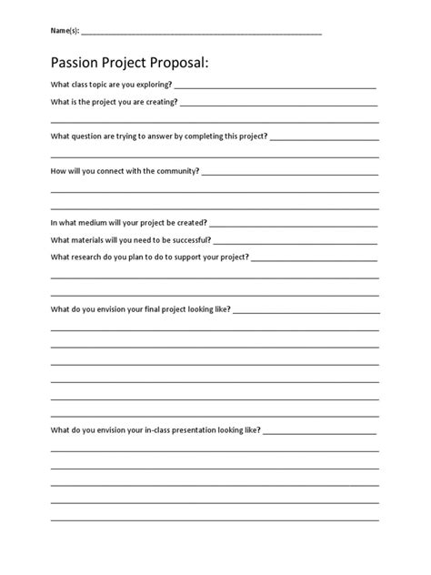 Passion Project Proposal Pdf