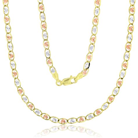 Decadence Solid 14k Gold Tri Color 350mm Diamond Cut Love Heart