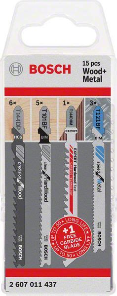 Bosch 15 Tlg Stichsägeblatt Set Für Holz Und Metall T Schaft 2607011437 15 Teiliges