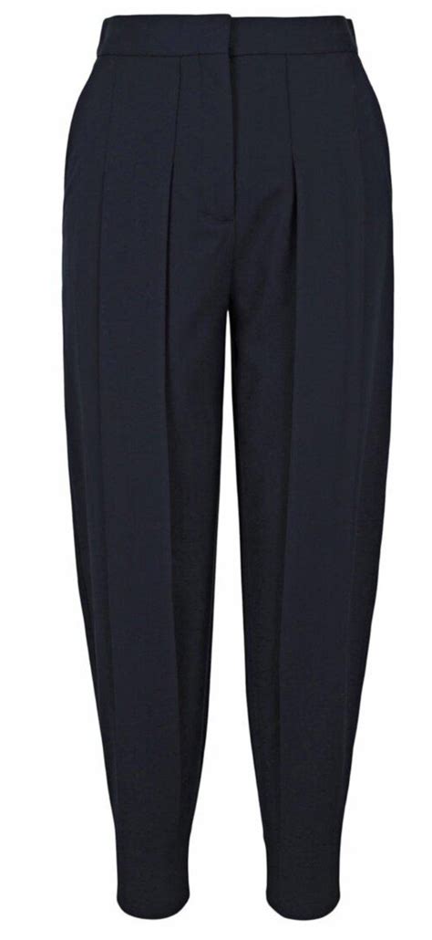 Stella Mccartney Chelsea Navy Blue Wool Front Pleat Tapered Trousers