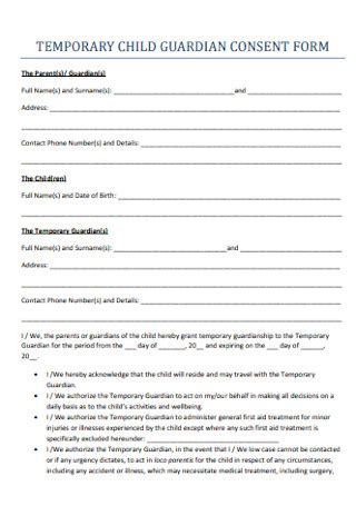 38 Sample Temporary Guardianship Forms In Pdf Ms Word