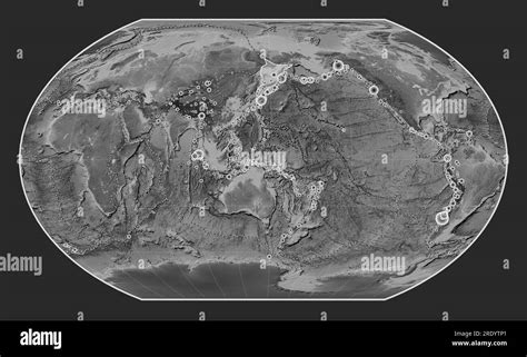 Okhotsk Tectonic Plate On The Grayscale Elevation Map In The Kavrayskiy Vii Projection Centered