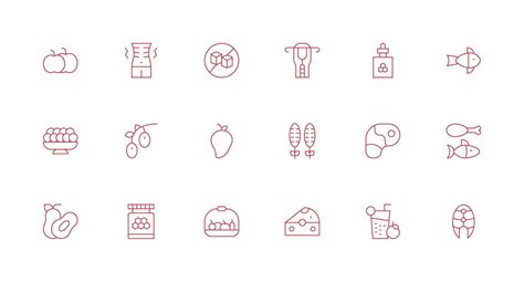 18 Icons For Nutrition In Minimal Line Format Ui Ready Icon Collection