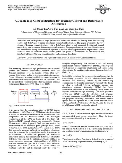 A Double Loop Control Structure For Tracking Control A 2014 Ifac