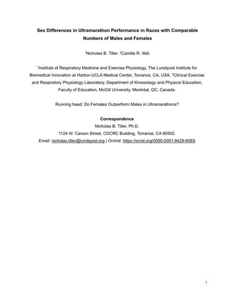 Pdf Sex Differences In Ultramarathon Performance In Races With