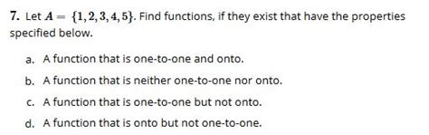 Solved 7 Let A 1 2 3 4 5 Find Functions If They Exist