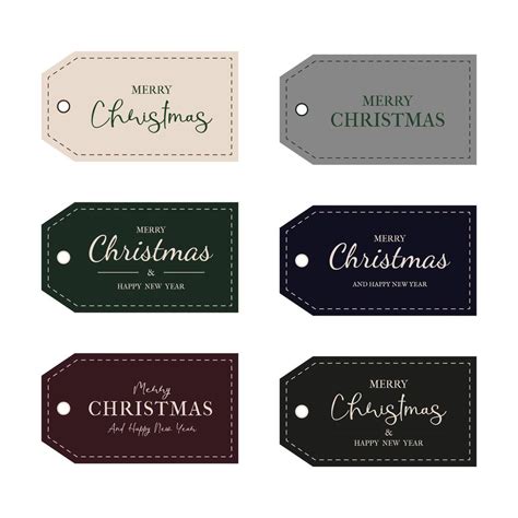 Set Of Elegant Decorative Tags And Labels Shapes With Merry Christmas