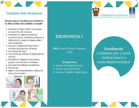 Exodoncia Tríptico Cuidados Postoperatorios Exodoncia Cuidados Pre