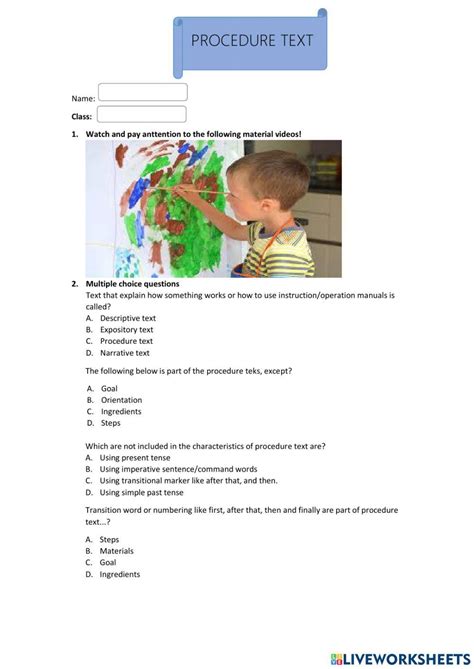 Procedure Text Free Interactive Worksheets 2246660