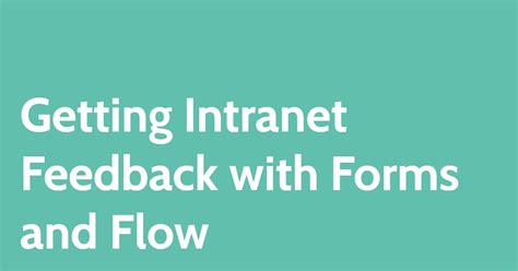Getting Feedback For Sharepoint Intranet With Forms And Flow Dzmitry