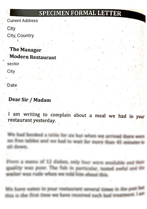 Solution Specimen Formal Letter Studypool