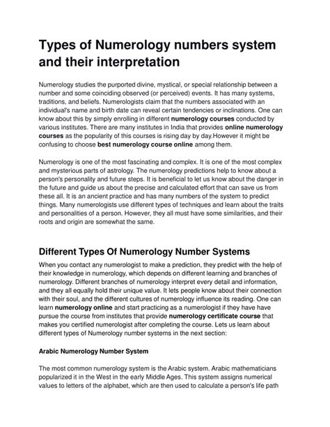 Ppt Types Of Numerology Numbers System And Their Interpretation