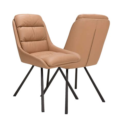 Get Burnham Tan Bounded Leather Swivel Dining Chairs Set Of 4 Pendle Village Furniture