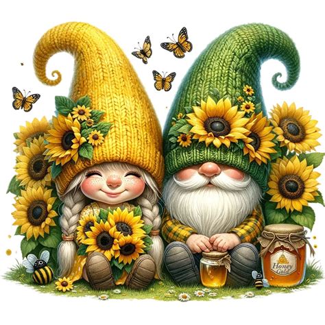 26 Pngsunflower Gnome Clipart Bundlegarden Gnome Watercolor Clipart