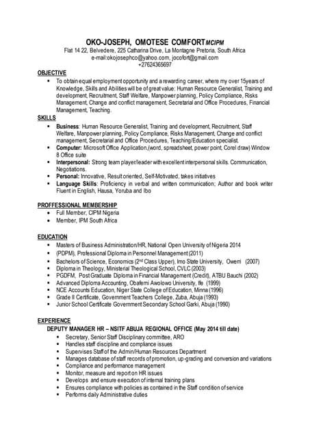 Executive Summary Cv Pdf