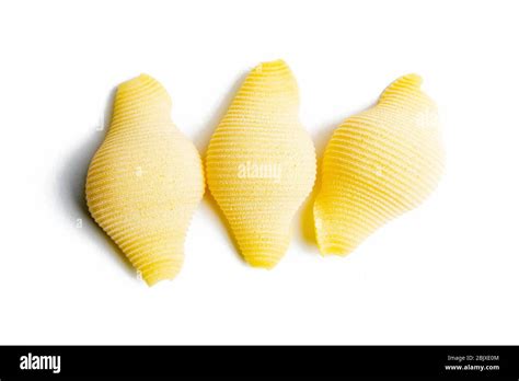 A Few Conchiglie Seashells Pasta Pieces Isolated On White Background
