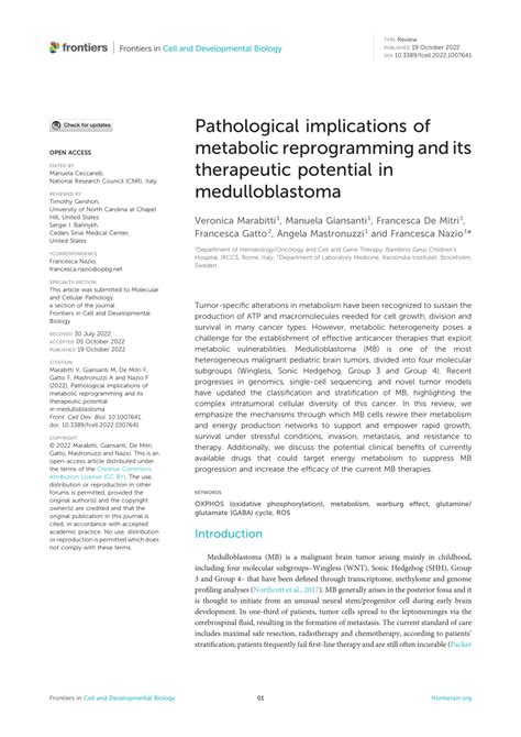 Pdf Pathological Implications Of Metabolic Reprogramming And Its