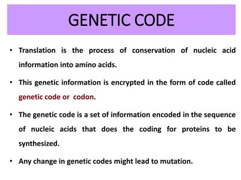 Initiation And Termination Codons Mutation And Genetic Code Pptx