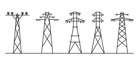 Power Line Art Different Electricity Poles 18866537 Vector Art At