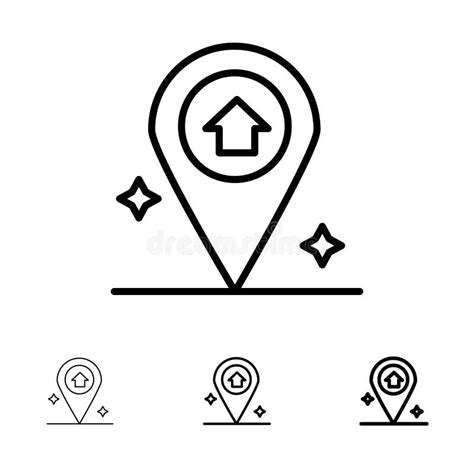 Map Navigation House Bold And Thin Black Line Icon Set Stock Vector Illustration Of